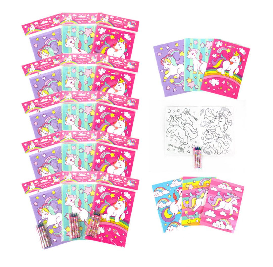 Unicorn Party Coloring Books With Crayons Party Favors - Etsy