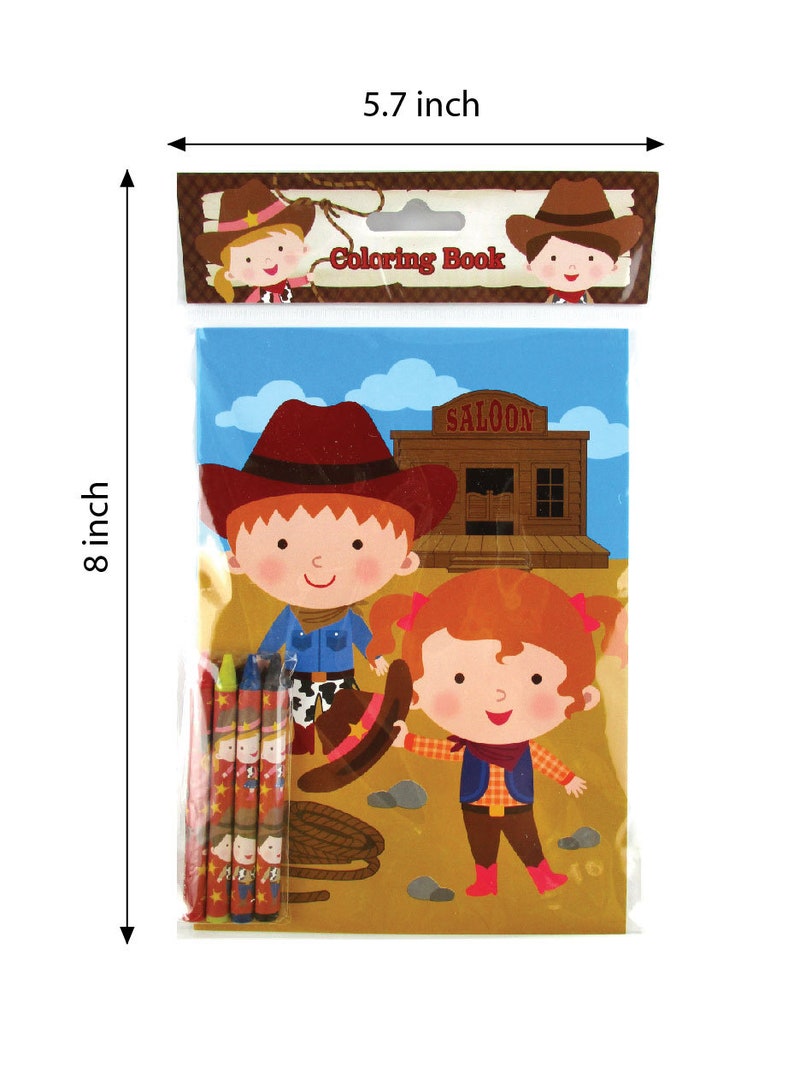 Western Cowboy Cowgirl Party Coloring Books With Crayons Party Favors ...