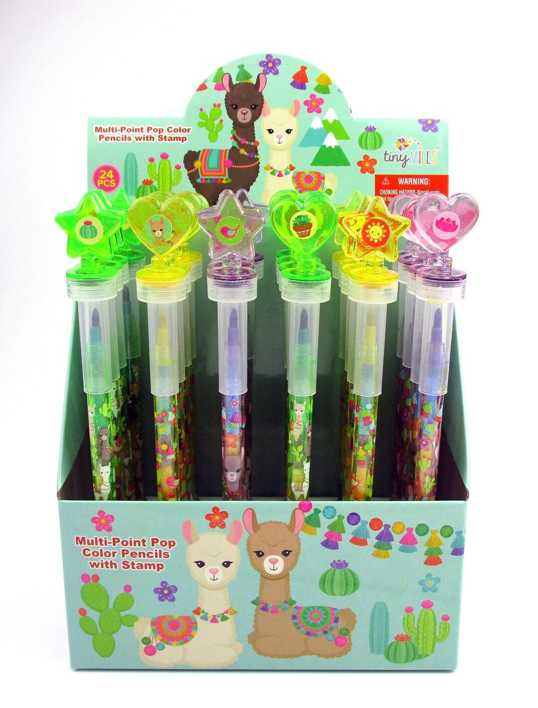24 Pcs Llamas Stackable Crayon With Stamp Topper - Etsy