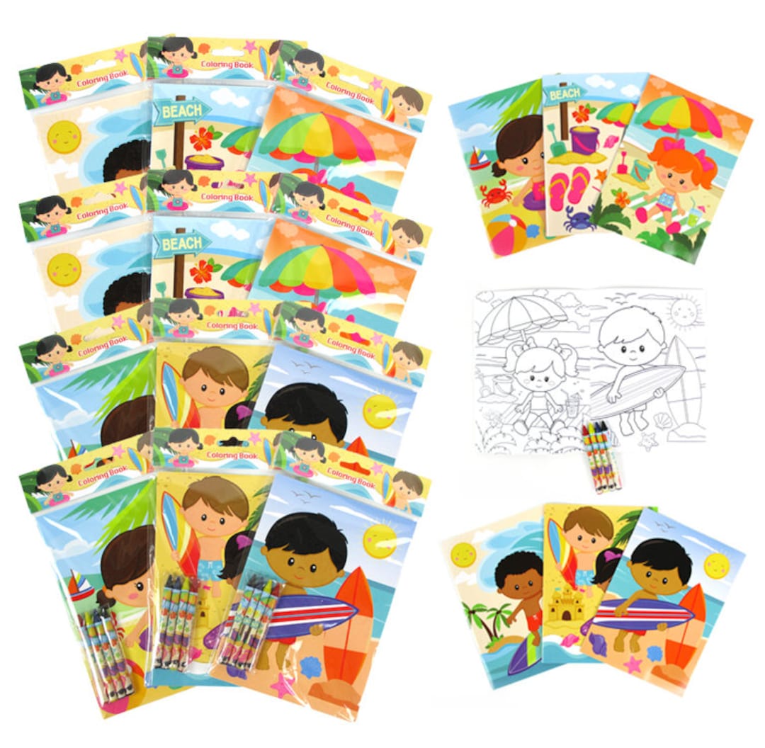 Summer Beach Party Coloring Books With Crayons Party Favors - Etsy