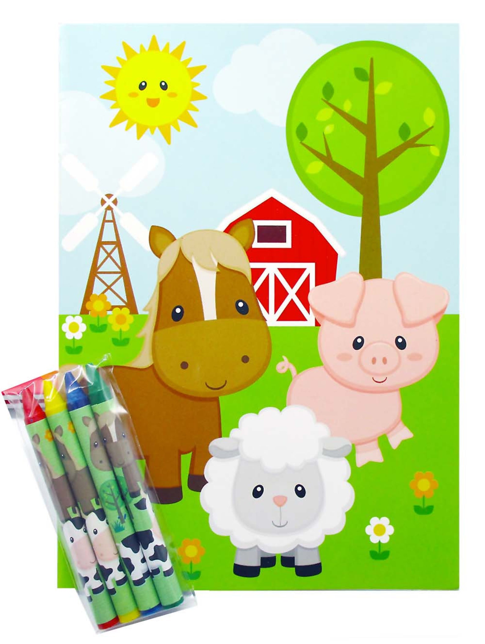 Barnyard Farm Animals Coloring Books With Crayons Party Favors | Etsy