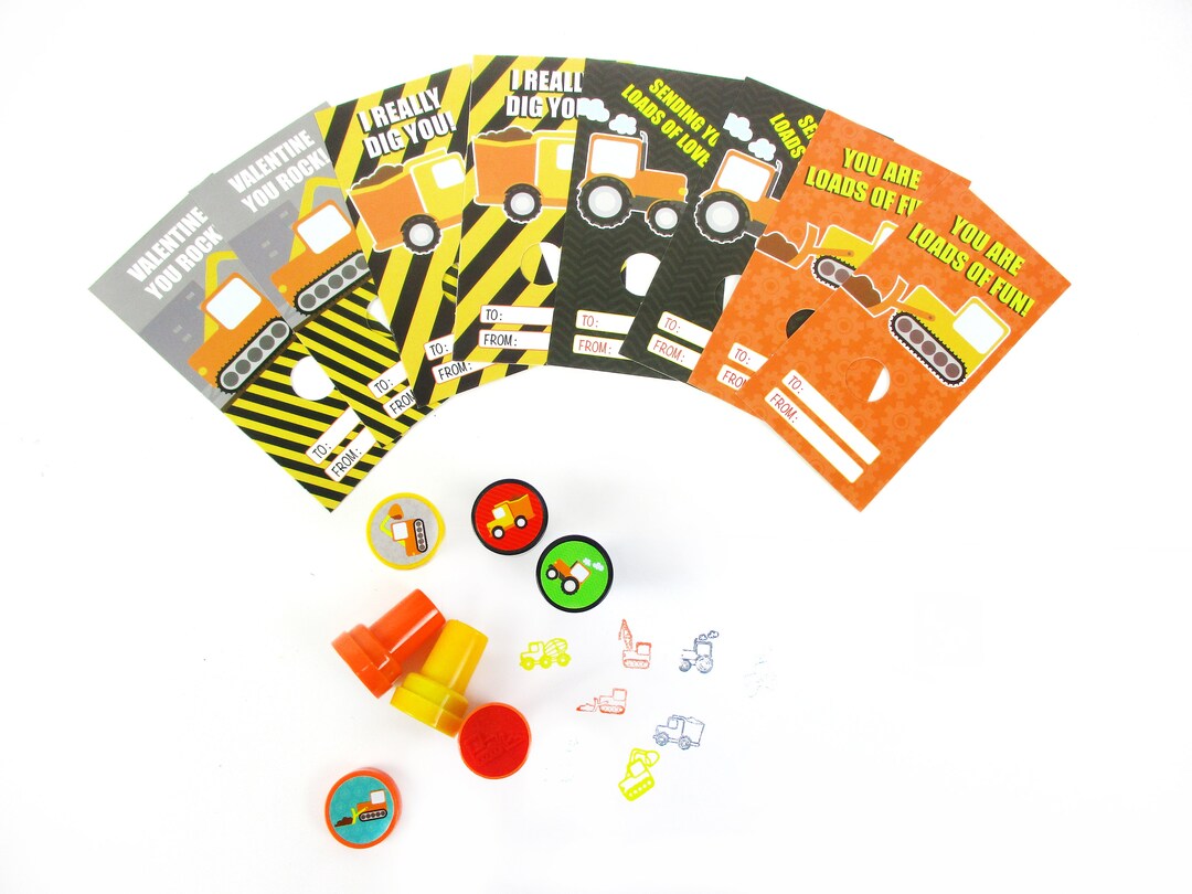36pcs Construction Cards With Stampers for Classroom Birthday Party ...