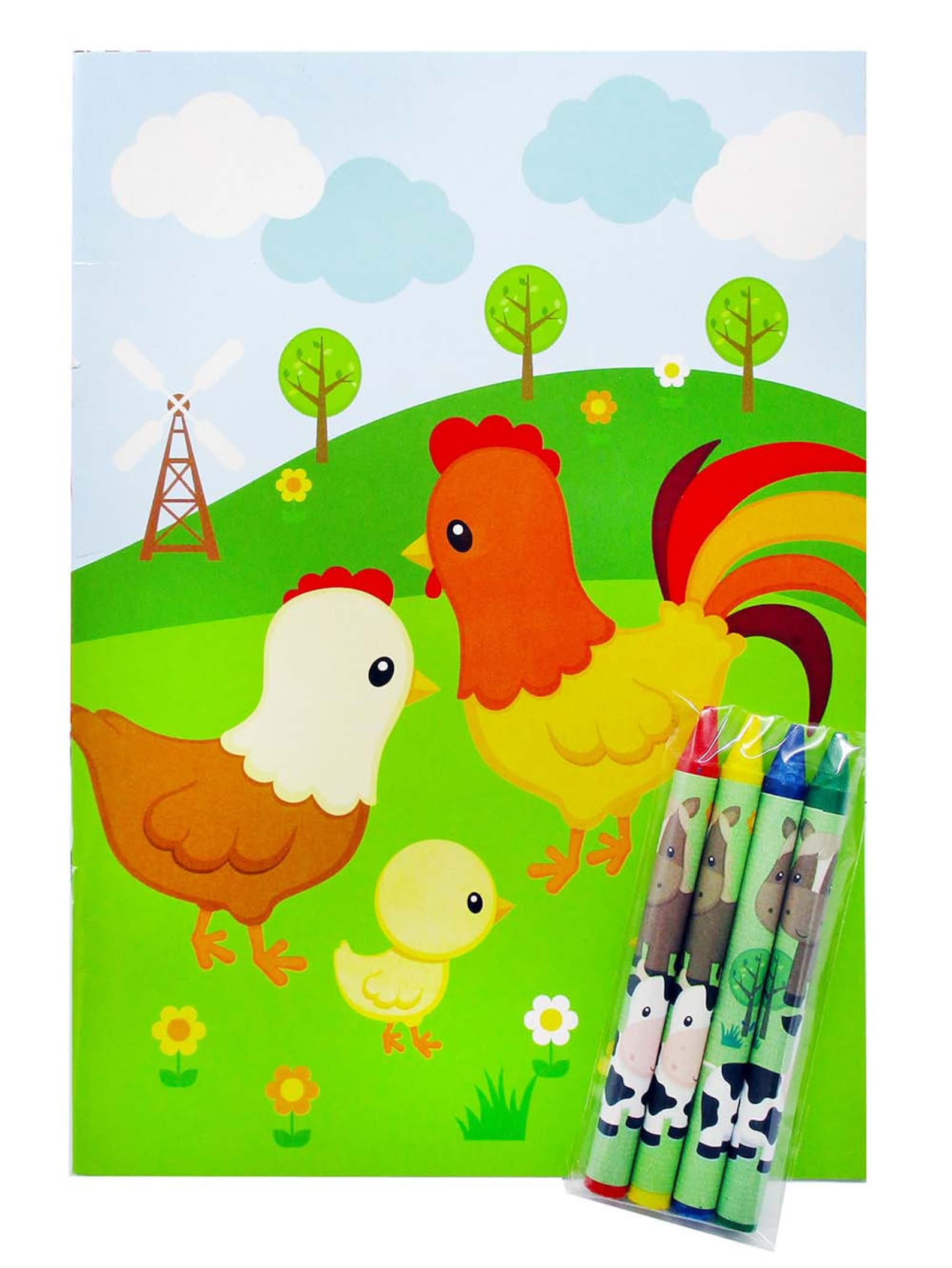 Barnyard Farm Animals Coloring Books With Crayons Party Favors | Etsy