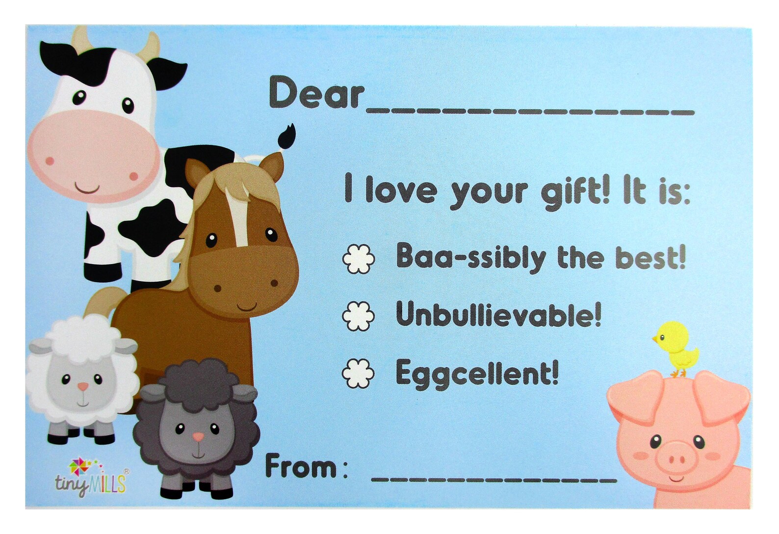 Barnyard Farm Animal Fill-in Birthday Thank You Cards for Kids - Etsy