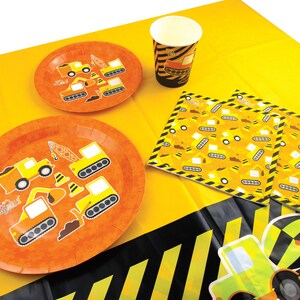 Construction Themed Party Supplies Set Includes Plates, Cups, Banner ...