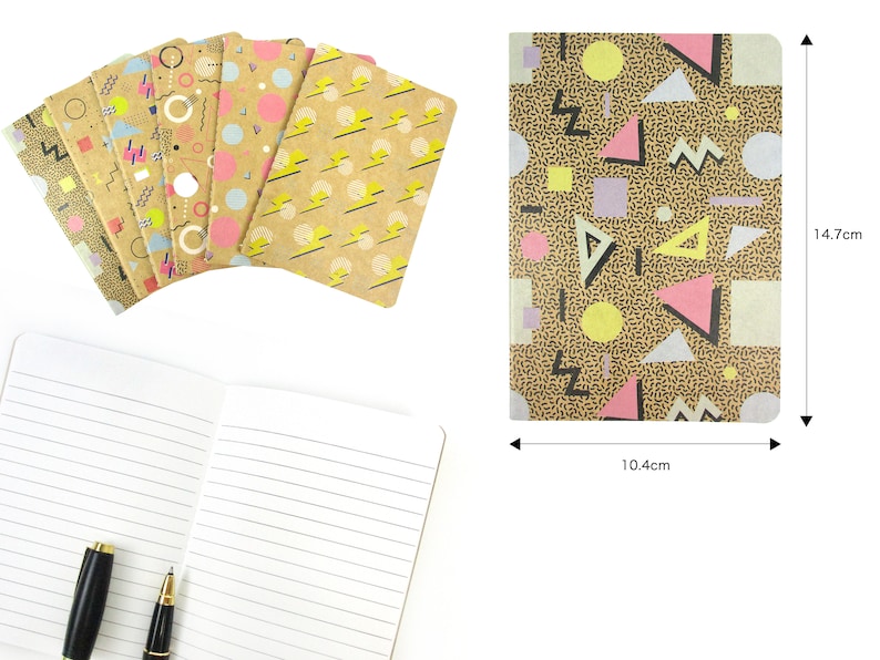 80s Themed Retro Geometric Kraft Notebooks 6 Pack Lined - Etsy