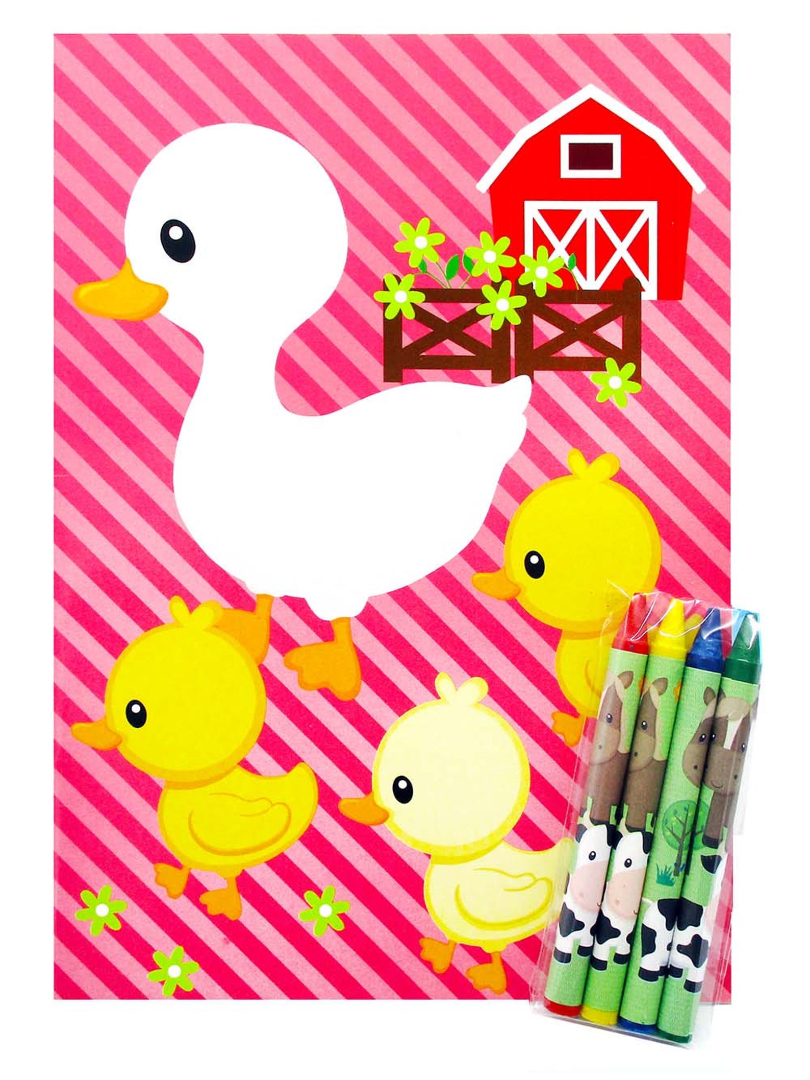 Barnyard Farm Animals Coloring Books With Crayons Party Favors - Etsy