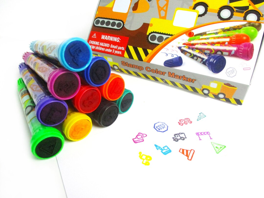 Construction Vehicles Stamp Marker Set, Set of 10 - Etsy