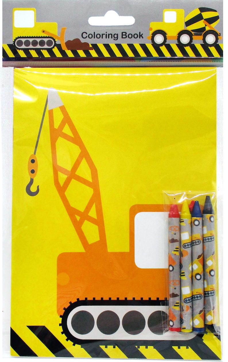 Construction Vehicles Coloring Books With Crayons Party Favors - Etsy