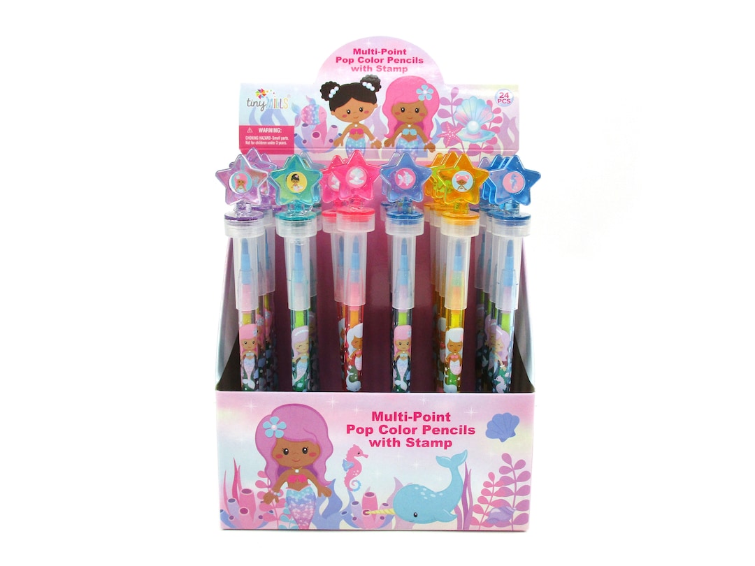 Black Rainbow Mermaid Stackable Crayon With Stamp Topper - Etsy