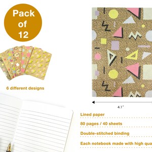 80s Themed Retro Geometric Kraft Notebooks - 6 Pack Lined Travel Pocket ...