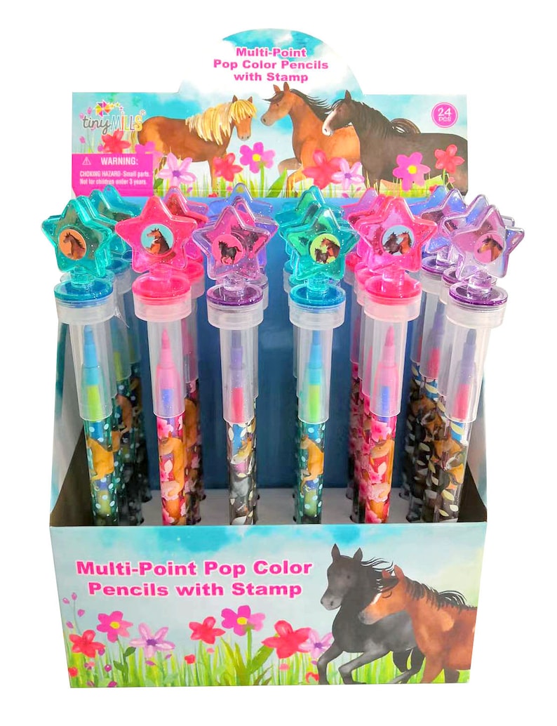 24 Pcs Horse and Pony Stackable Crayon With Stamp Topper - Etsy