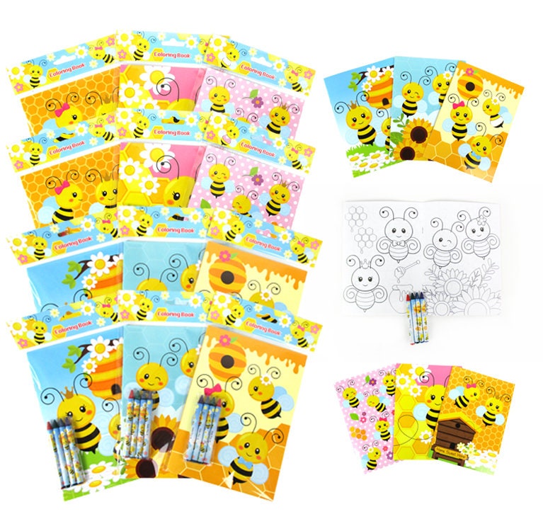 Honeybee Bumblebee Coloring Books With Crayons Party Favors | Etsy