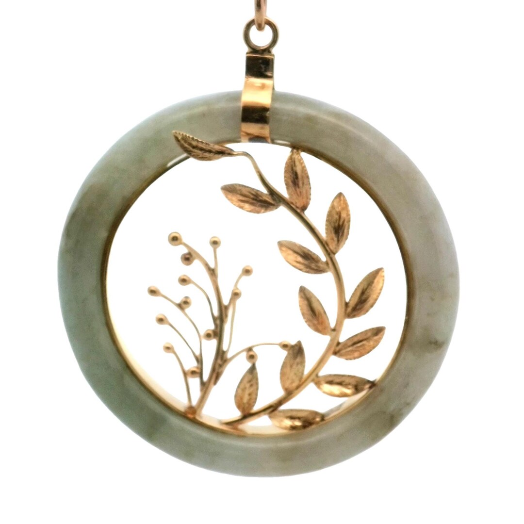 Look at Our Stunning Circular Jade Pendant Highlighting Leaf Designs ...