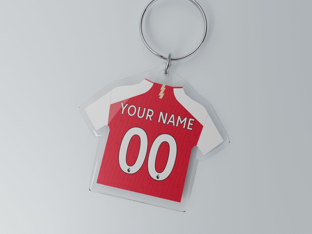 Personalised Arsenal Football Shirt Keychain Customisable Fan Keyrings ...