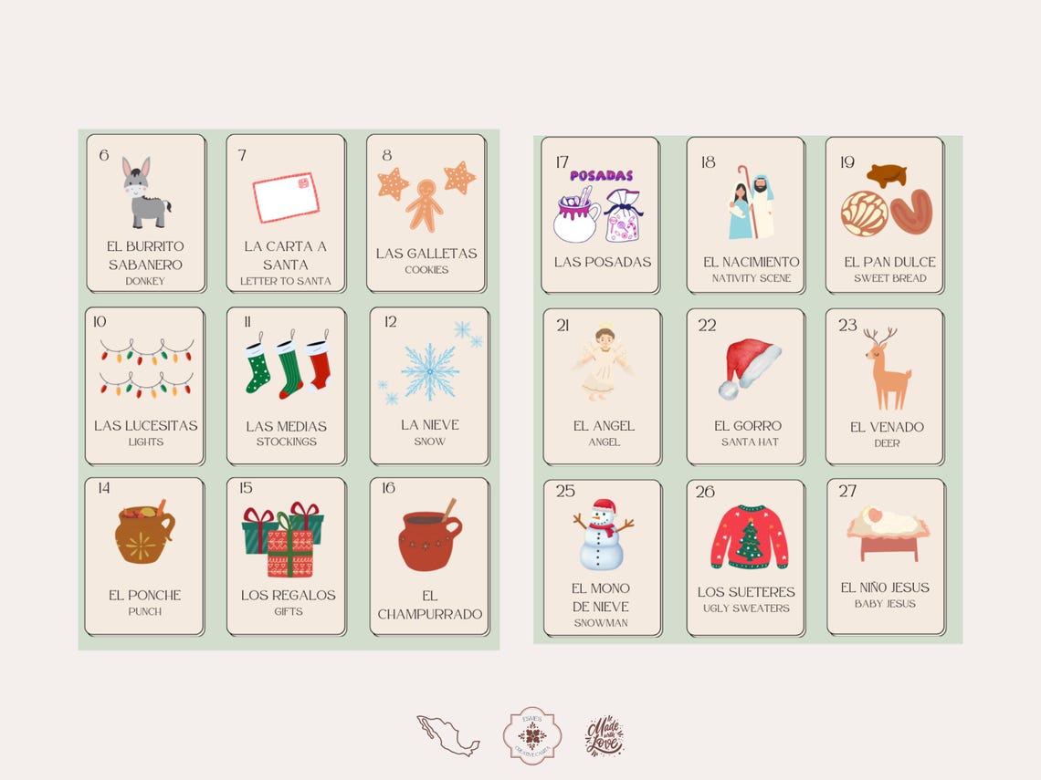 Christmas Family-friendly Games | Navidad Loteria | Mexican Loteria ...