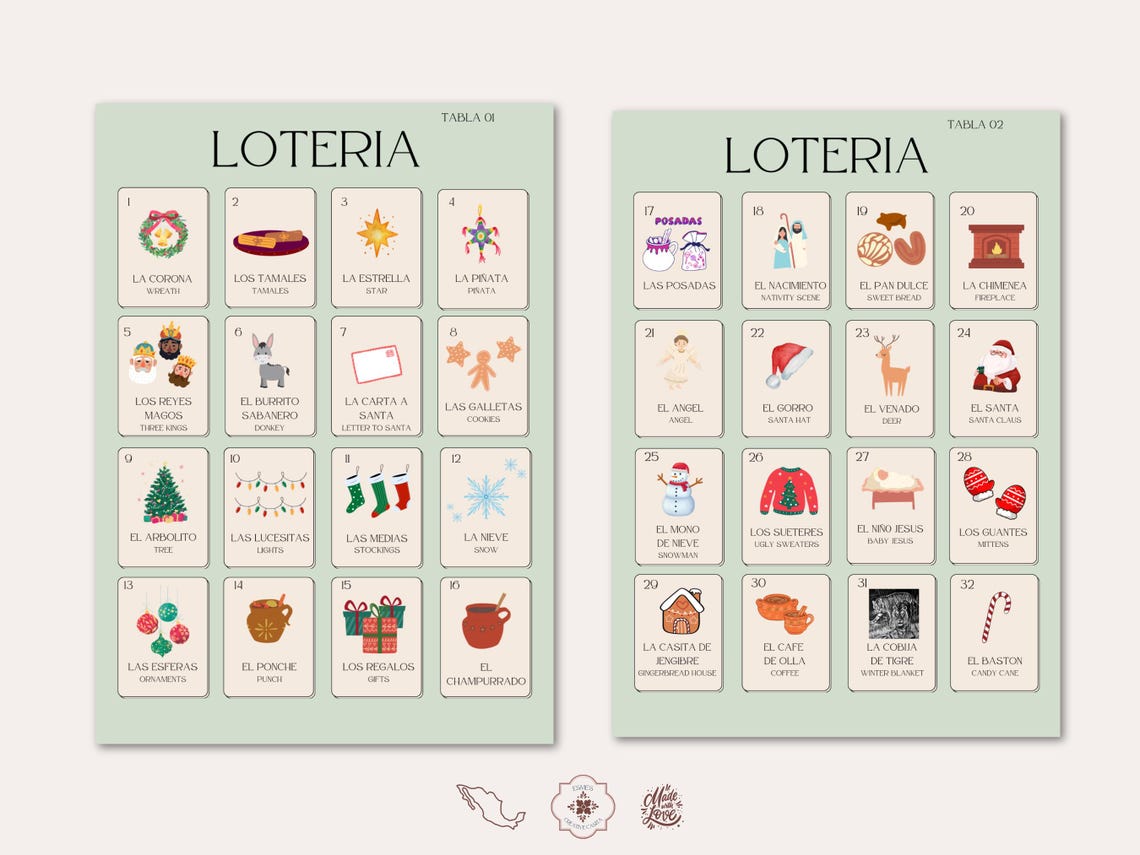 Christmas Family-friendly Games | Navidad Loteria | Mexican Loteria ...