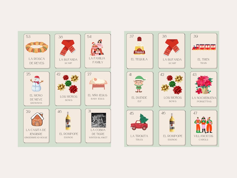 Christmas Loteria Navidad Loteria Mexican Loteria Custom Loteria ...