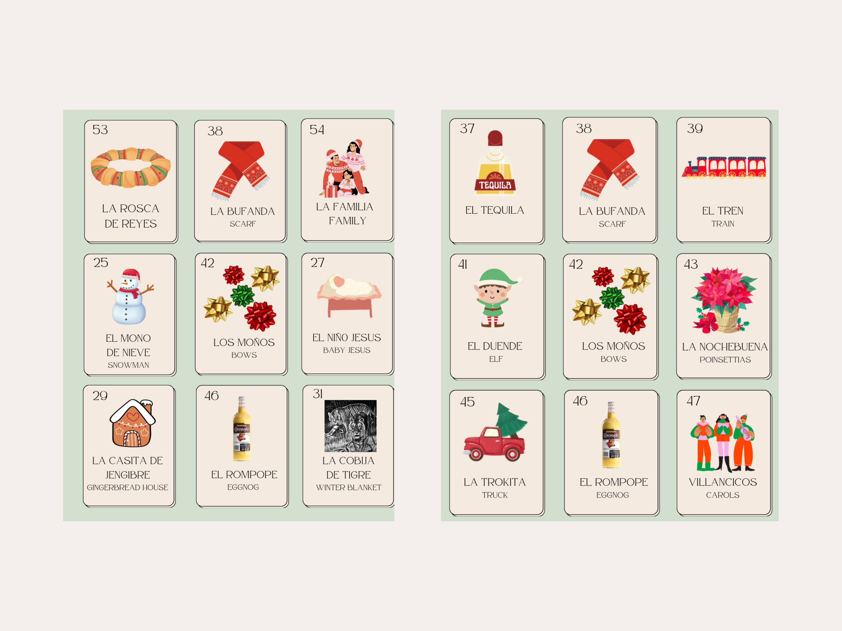 Christmas Loteria Navidad Loteria Mexican Loteria Custom Loteria ...