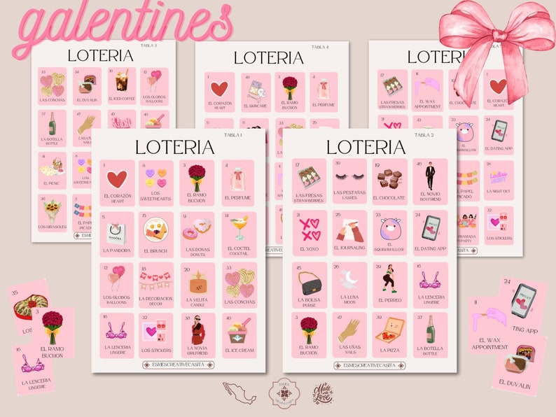 Galentines Loteria | Valentines Day Loteria | Loteria Mexicana ...