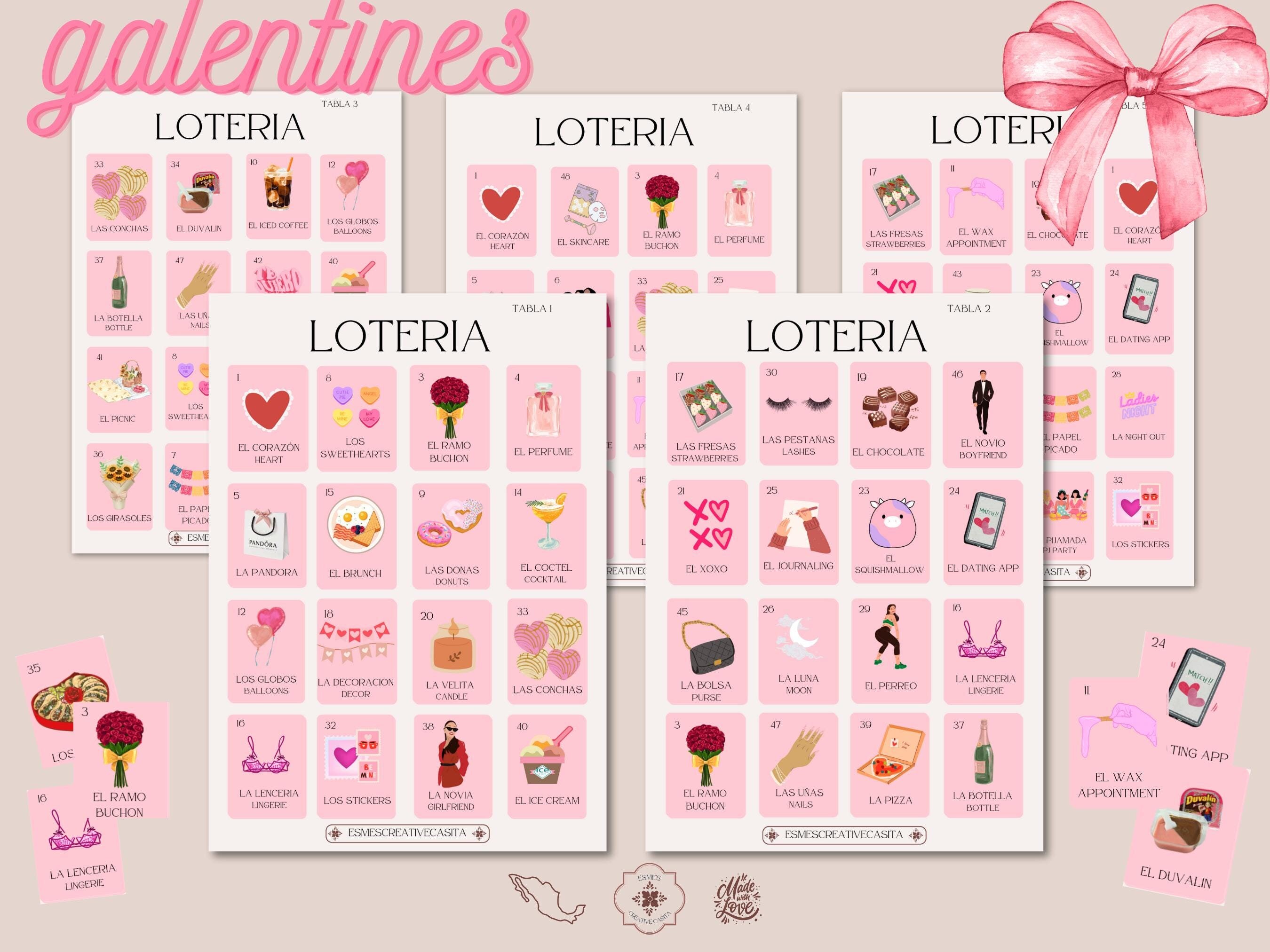 Galentines Loteria | Valentines Day Loteria | Loteria Mexicana ...