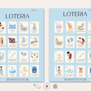 Babyshower Games | Boy Babyshower Loteria | Loteria Mexicana Bilingual ...