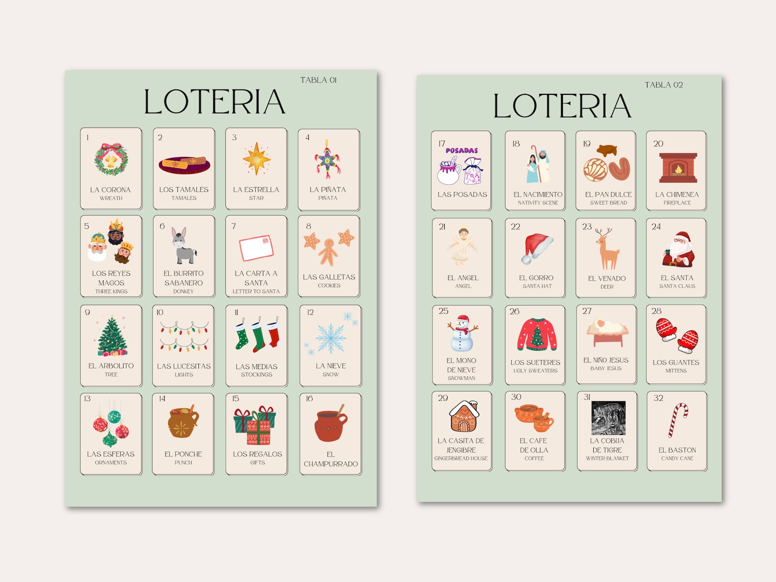 Christmas Loteria Navidad Loteria Mexican Loteria Custom Loteria ...