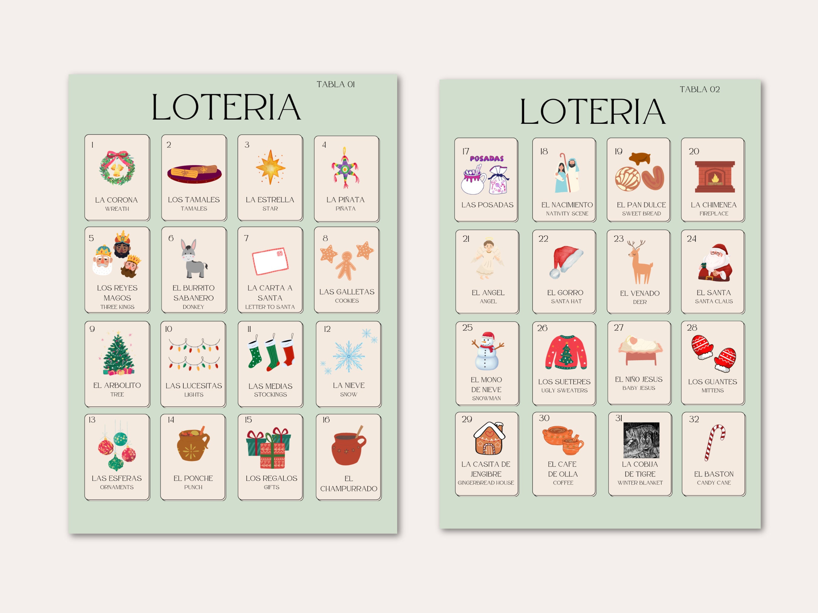 Christmas Loteria Navidad Loteria Mexican Loteria Custom Loteria ...