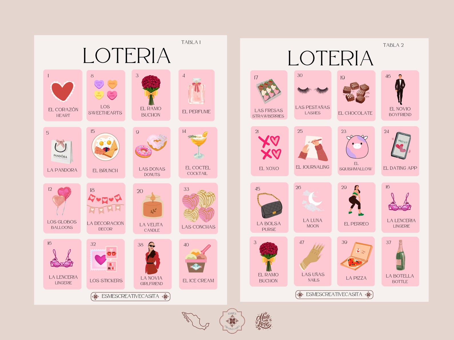 Galentines Loteria | Valentines Day Loteria | Loteria Mexicana ...