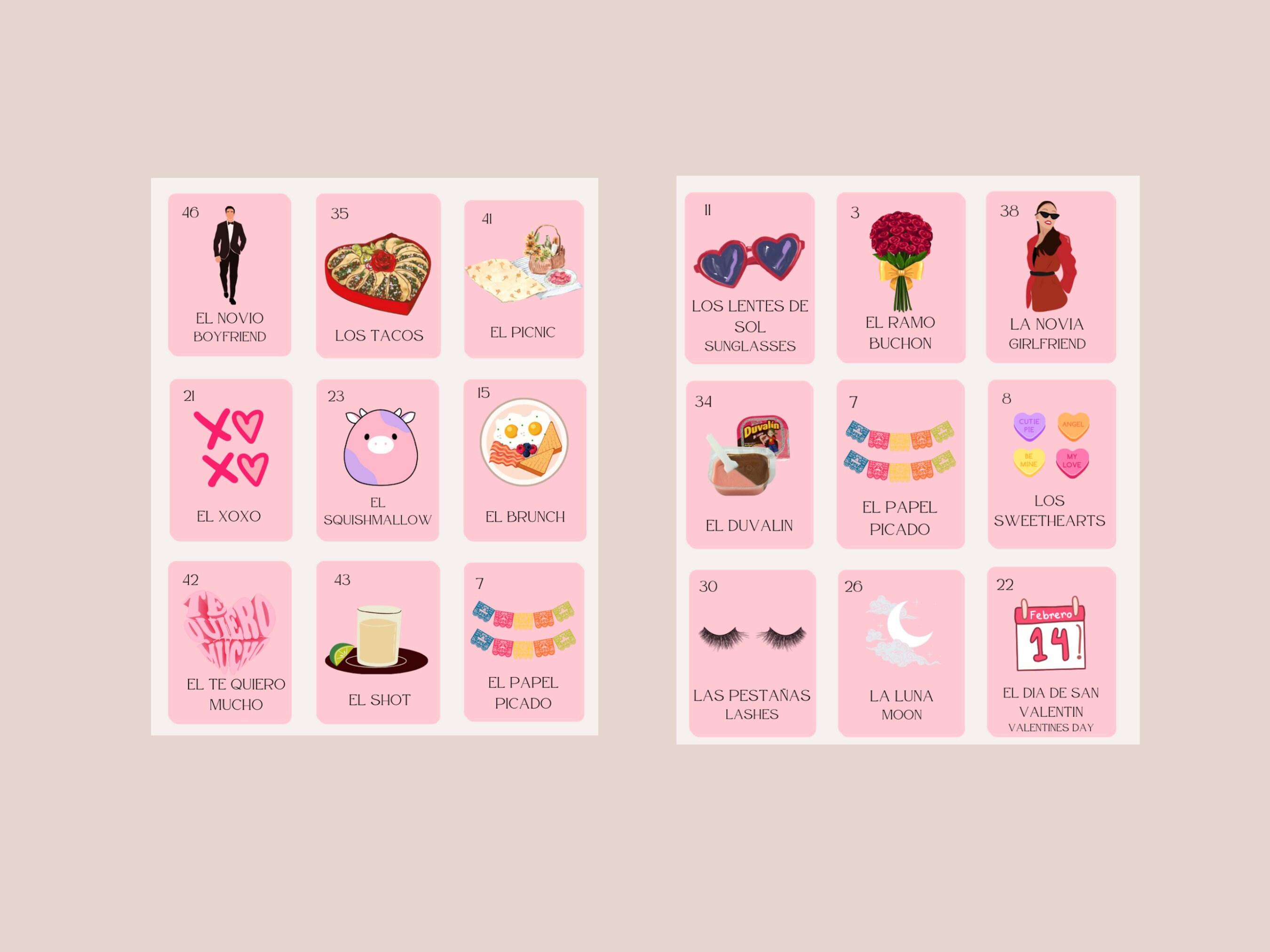 Galentines Loteria Valentines Day Loteria Loteria Mexicana Bilingual ...