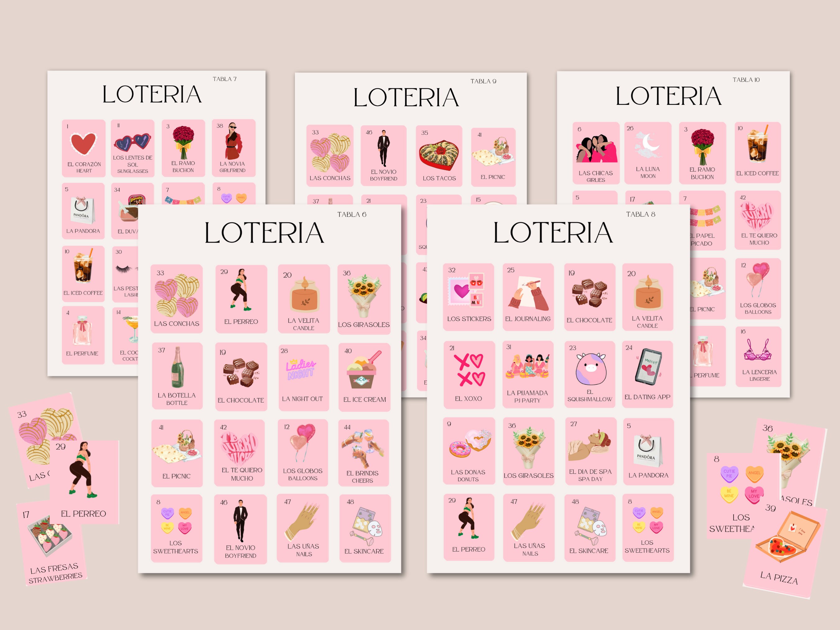 Galentines Loteria Valentines Day Loteria Loteria Mexicana Bilingual ...