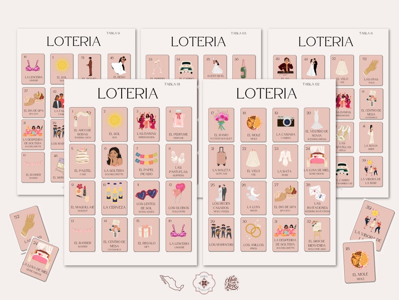 Wedding Loteria for 10 Players | Bachelorette Party Games | Loteria ...
