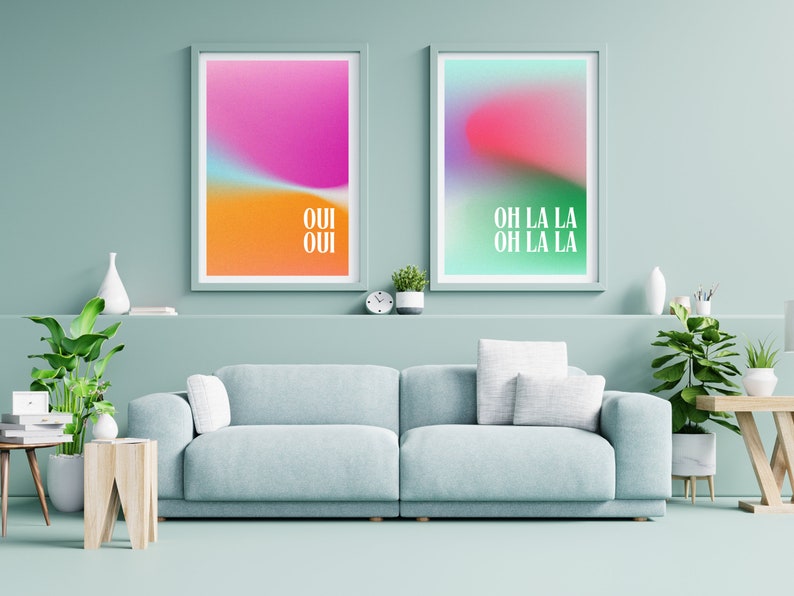 Oui Oui Print French Poster France Travel Gift Gradient Poster Digital ...