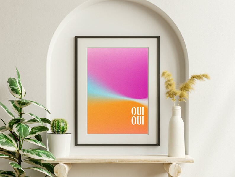 Oui Oui Print French Poster France Travel Gift Gradient Poster Digital ...