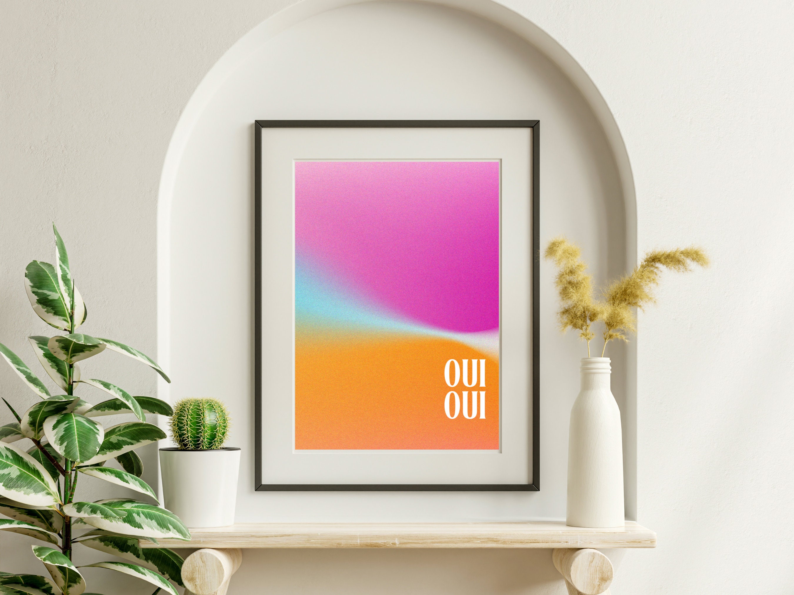 Oui Oui Print French Poster France Travel Gift Gradient Poster Digital ...