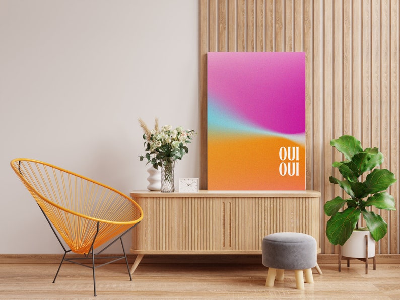 Oui Oui Print French Poster France Travel Gift Gradient Poster Digital ...