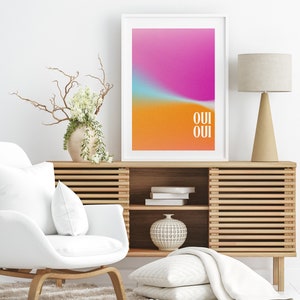 Oui Oui Print French Poster France Travel Gift Gradient Poster Digital ...