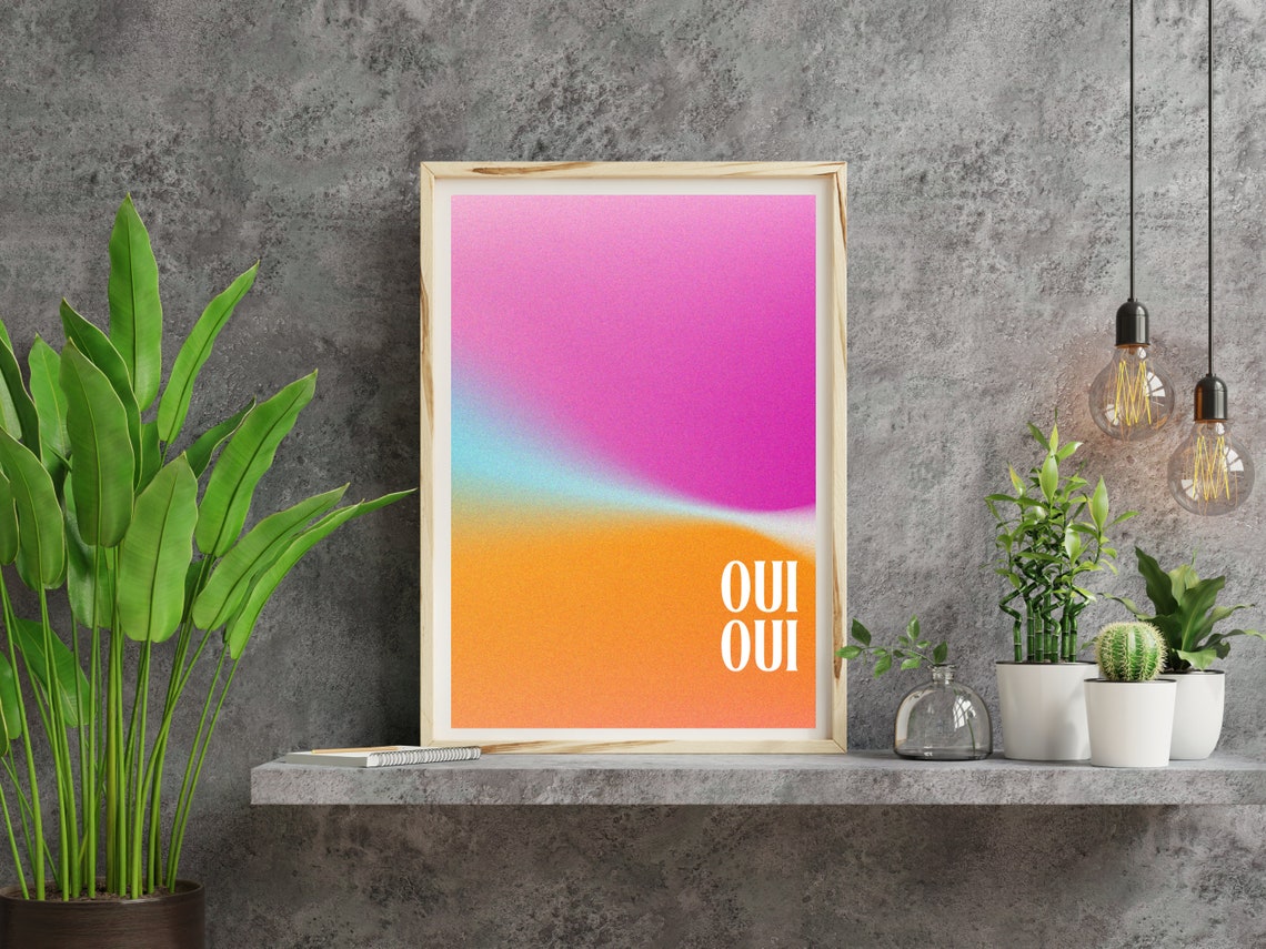 Oui Oui Print French Poster France Travel Gift Gradient Poster Digital ...