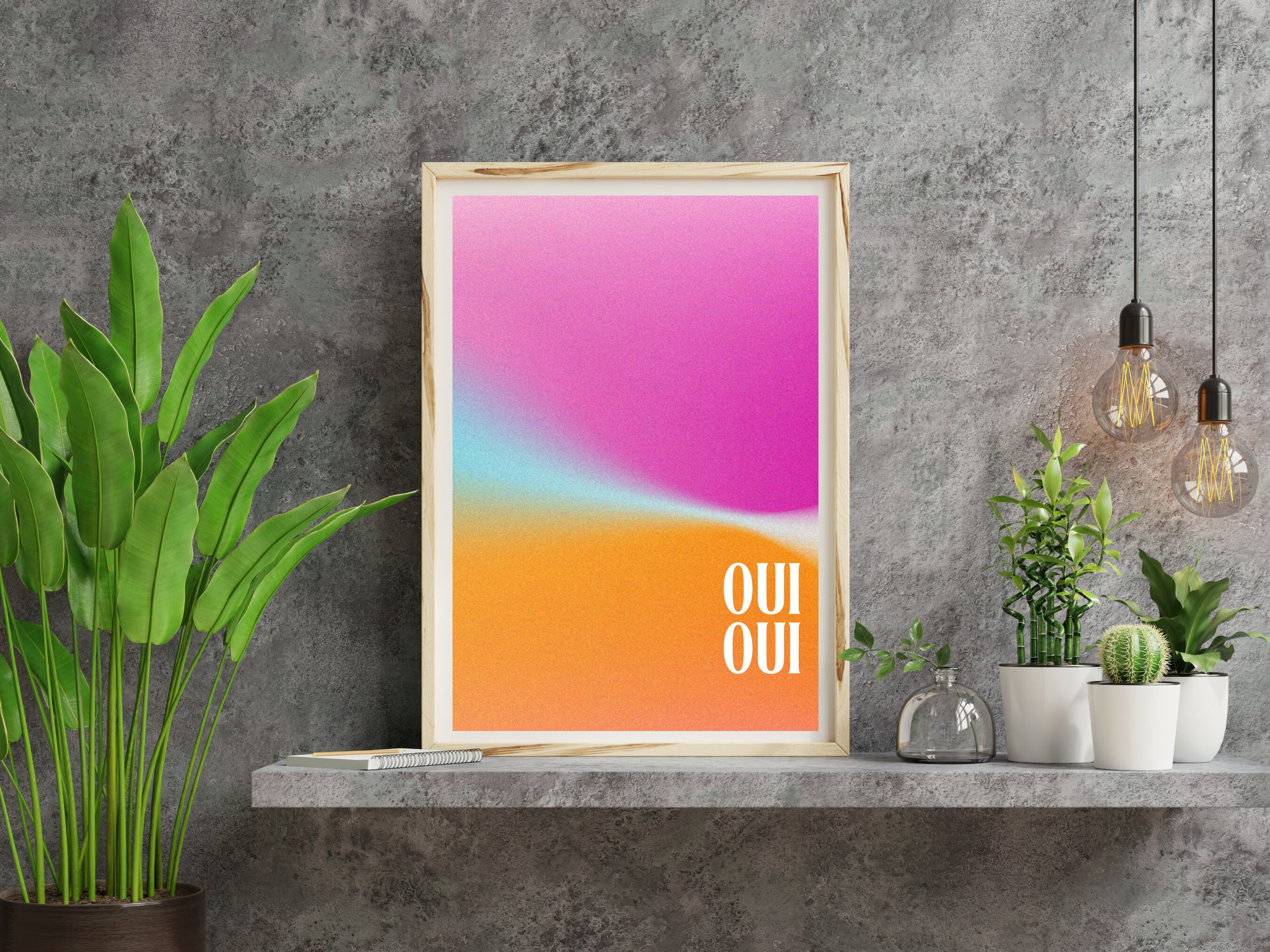 Oui Oui Print French Poster France Travel Gift Gradient Poster Digital ...