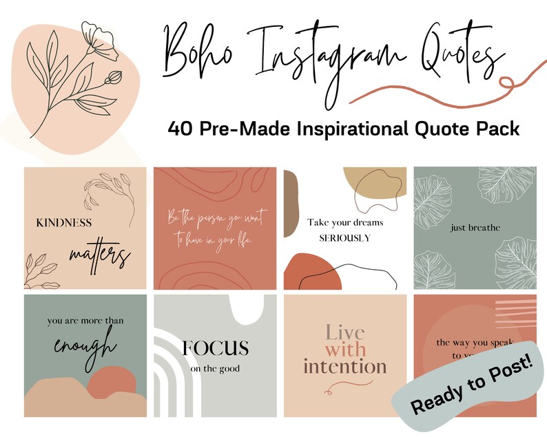 Boho Positivity Instagram Quotes Pre-made Inspirational - Etsy