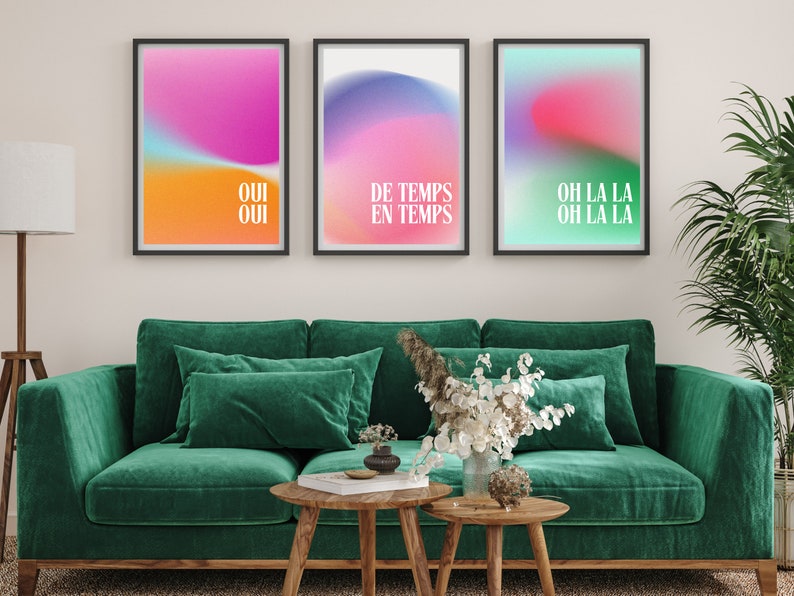 Oui Oui Print French Poster France Travel Gift Gradient Poster Digital ...