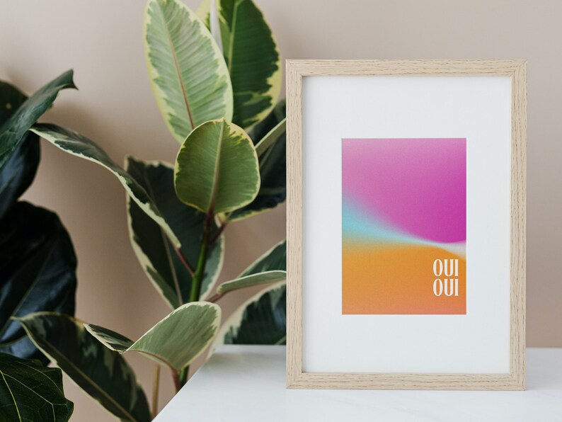 Oui Oui Print French Poster France Travel Gift Gradient Poster Digital ...