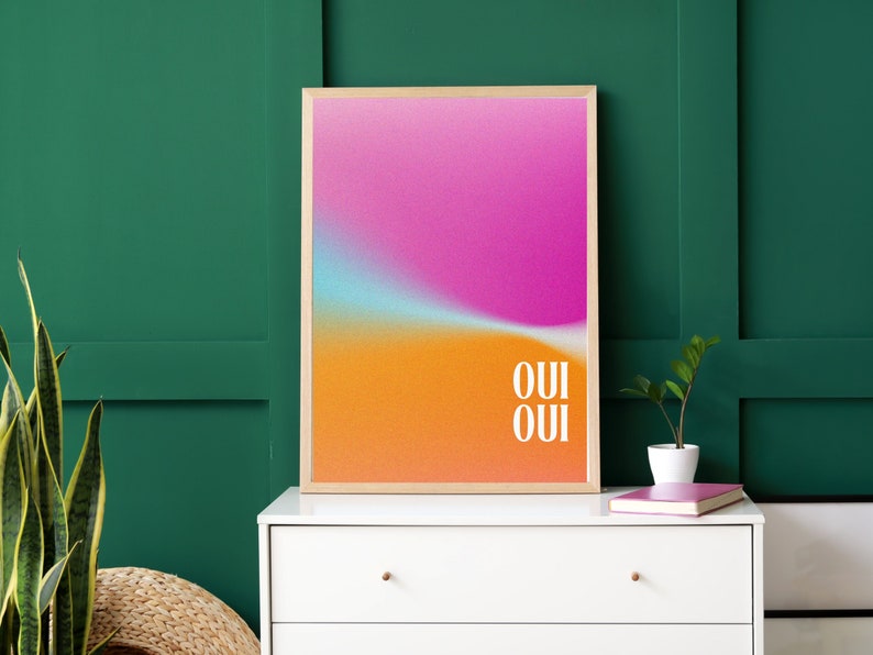 Oui Oui Print French Poster France Travel Gift Gradient Poster Digital ...