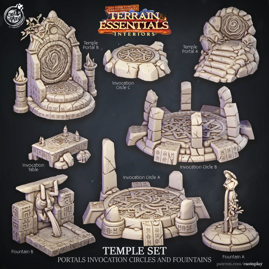 Temple Set: Portals, Invocation Circles and Fountains D&D Pathfinder 3D ...