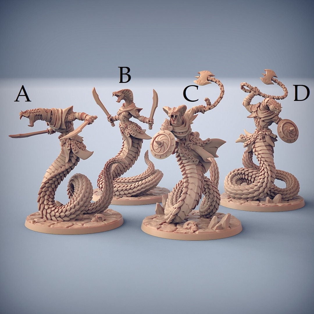 Nagarot Crawler Naga Snake-kin 50mm Base D&D Pathfinder Fantasy 3D ...