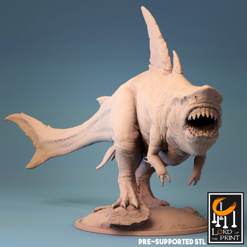 Great White Shark Karchart Tyrant 100mm Base D&D Pathfinder - Etsy