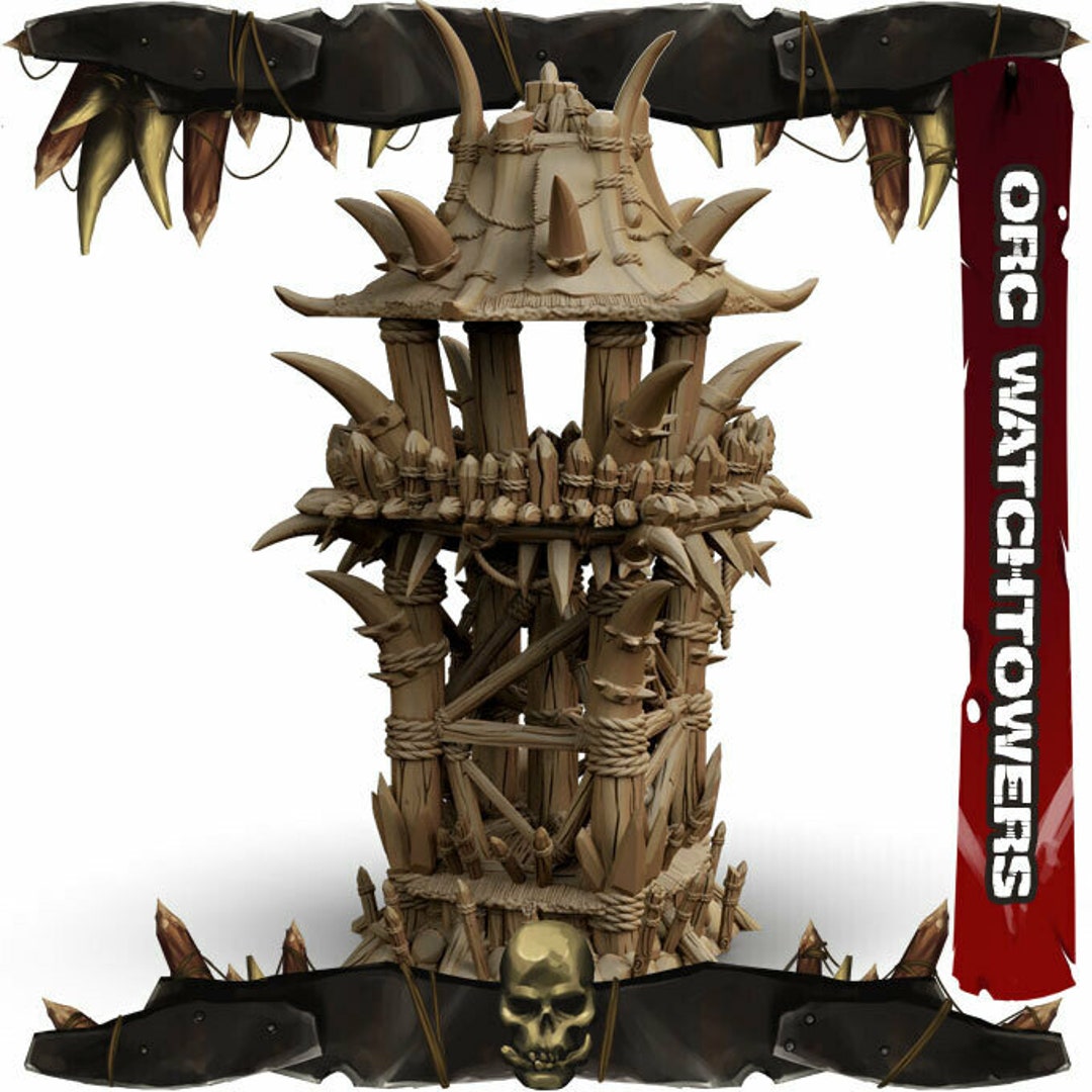 Orc Tower D&D Pathfinder Savage Hut 3D Printed Terrain Tabletop War ...