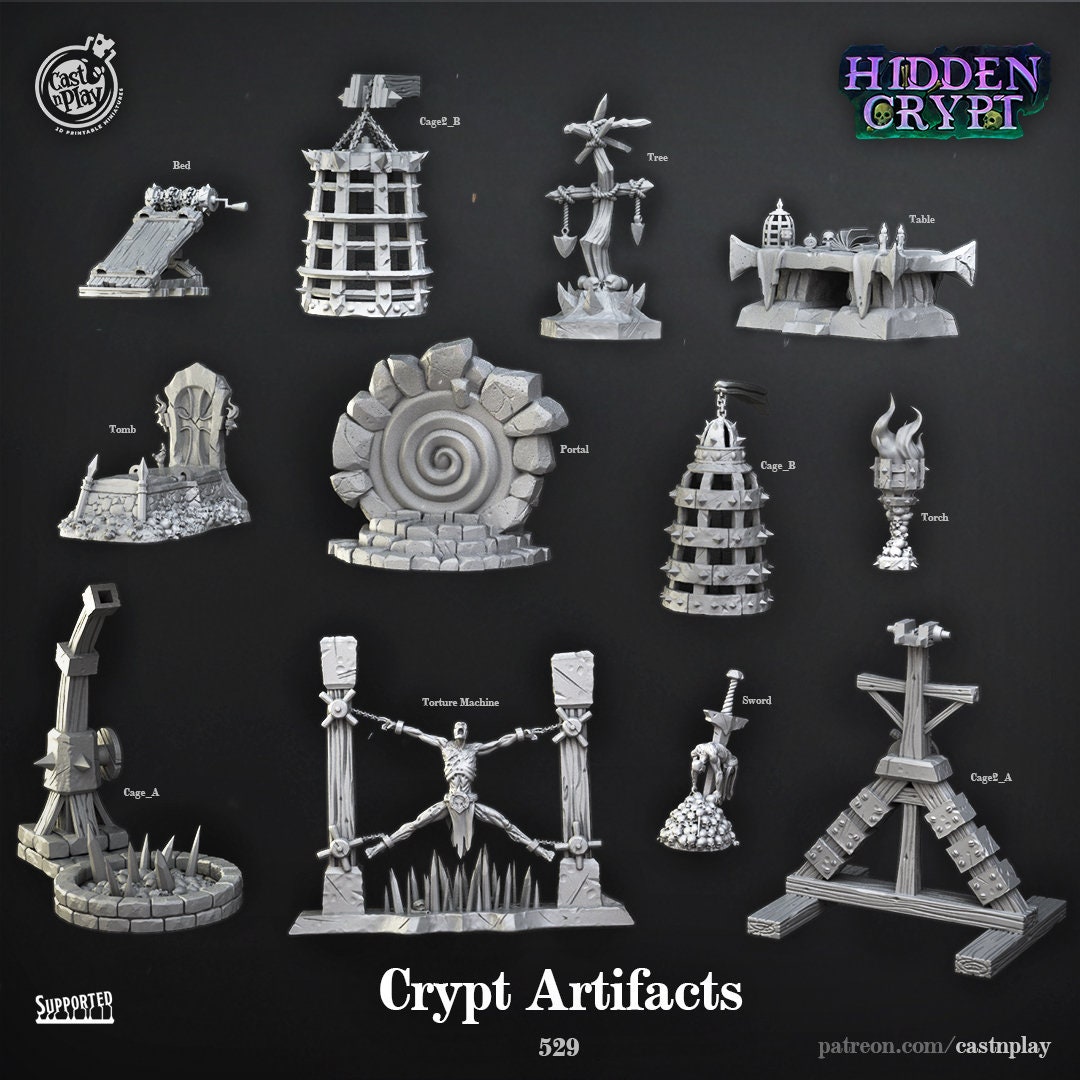 Crypt Artifacts D&D Pathfinder Fantasy 3D Printed Resin Miniature Cast ...