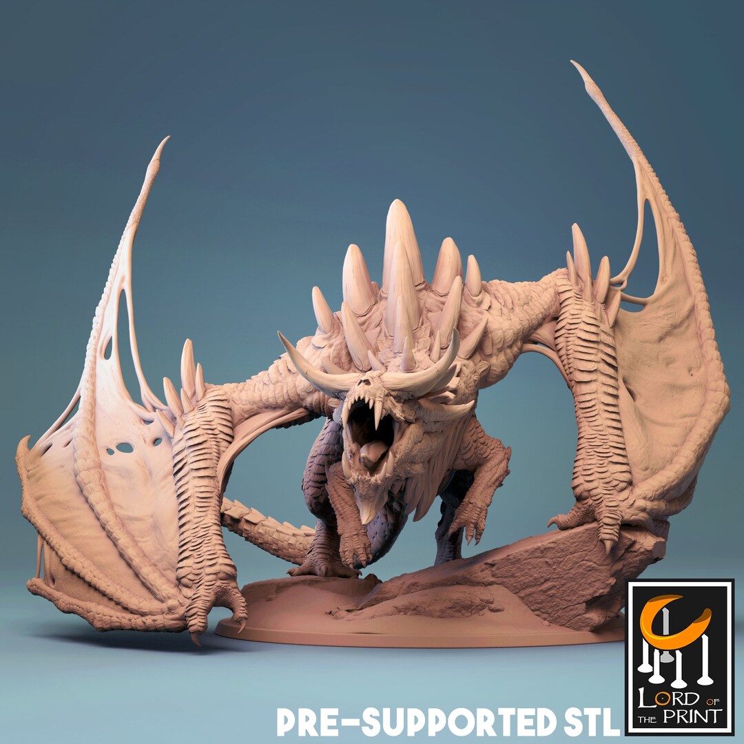 Magma Dragons D&D Pathfinder Fantasy 3D Printed Resin Miniature Lord of ...