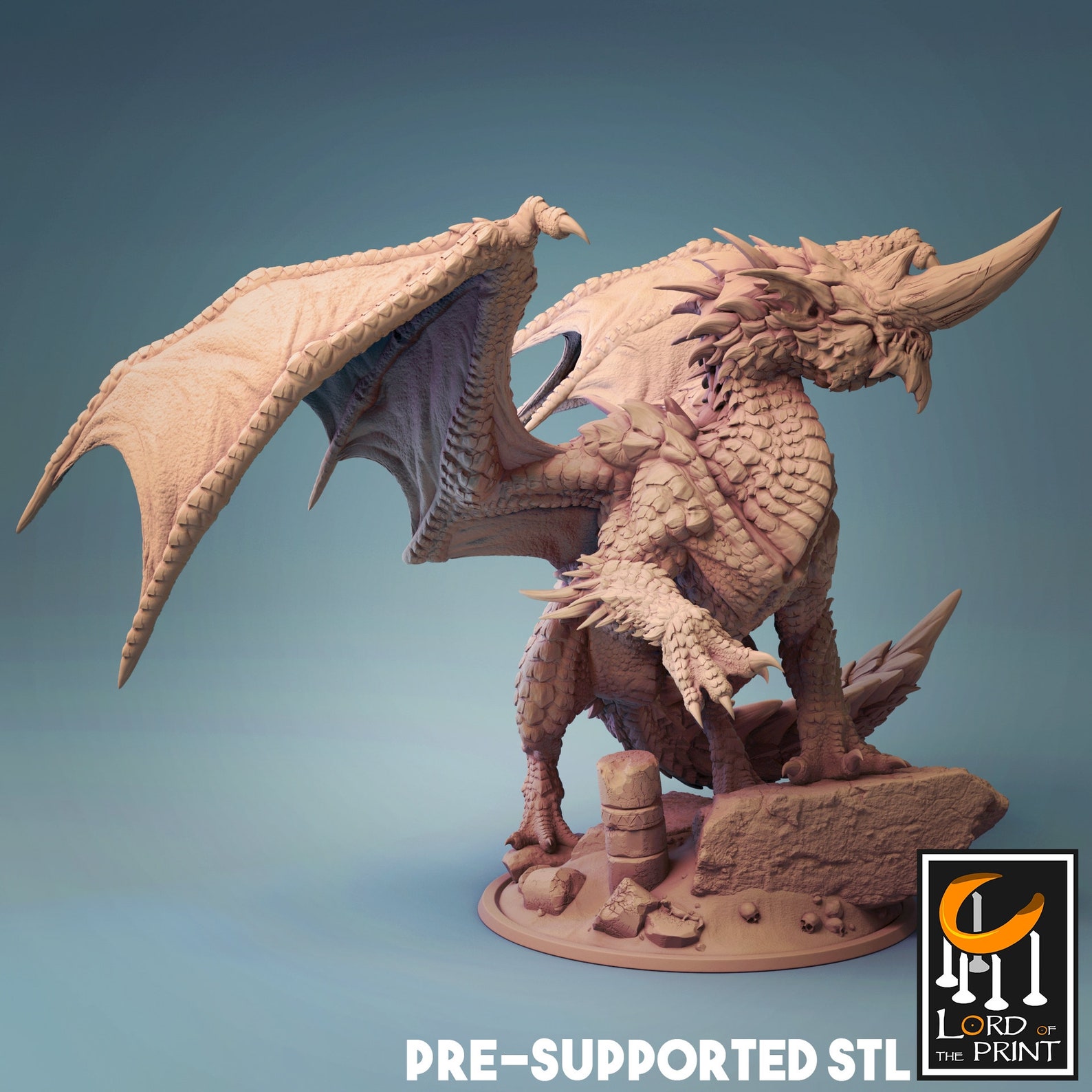 Blue Dragon D&D Pathfinder Fantasy 3D Printed Resin Lord of the Print ...